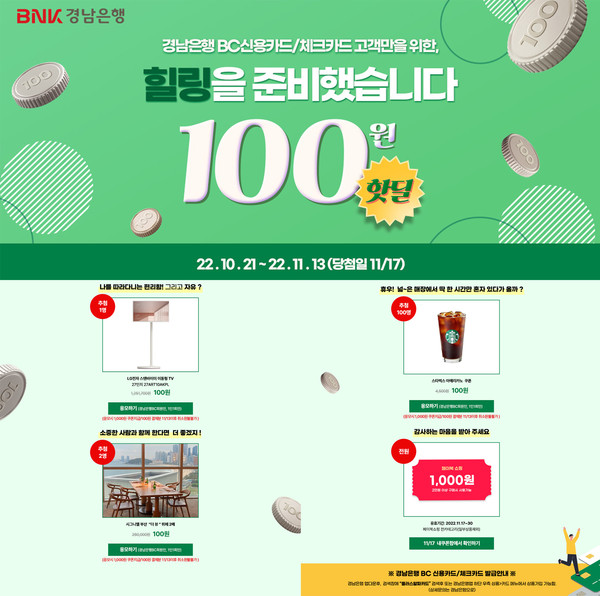 BNK경남은행, ‘경남BC카드 100원 핫딜 이벤트’